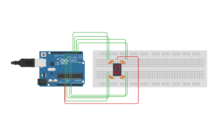 Circuit design Seven Segments Display - Tinkercad