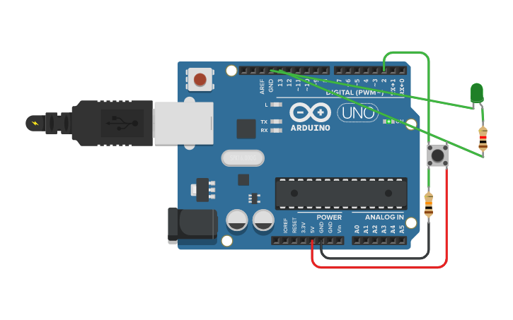 Circuit Design Push Button Tinkercad