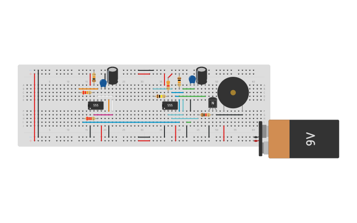 Circuit Design Police Siren Using 555 Tinkercad