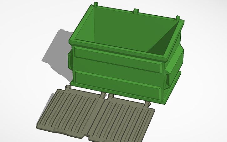 3D design 1:18 scale dumpster - Tinkercad