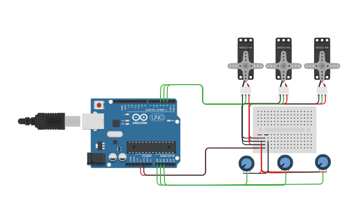 Circuit Design Servo Motor Controlled With Potentiometer Tinkercad