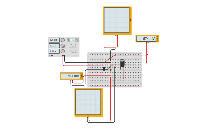 Circuit Design Penyearah Setengah Gelombang Dengan Kapasitor Tinkercad