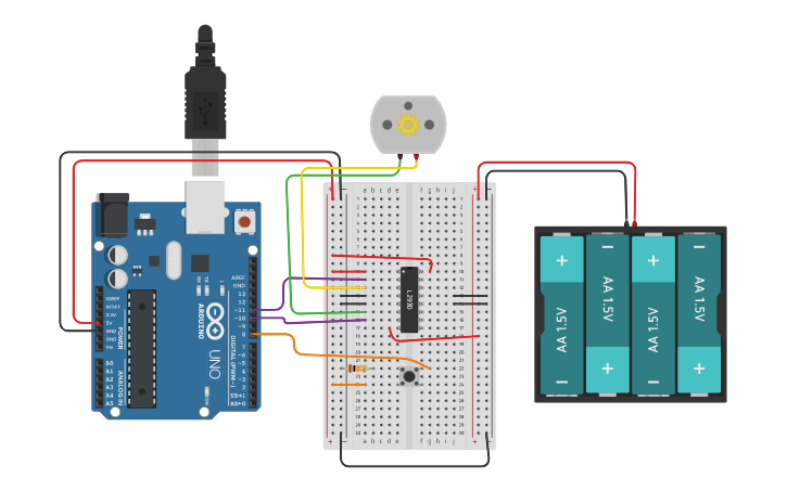 Circuit design DC Motor Control with H-bridge | Tinkercad