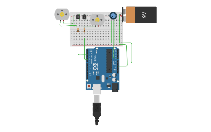 Circuit Design Controlling Dc Motor With Potentiometer Tinkercad