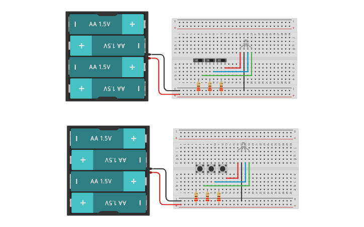 Circuit design Experimento - LED RGB | Tinkercad