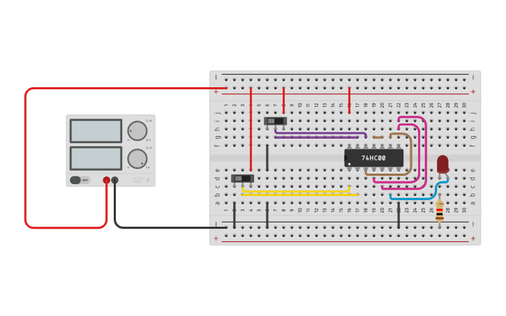 Circuit design NOR gate using NAND gate - Tinkercad