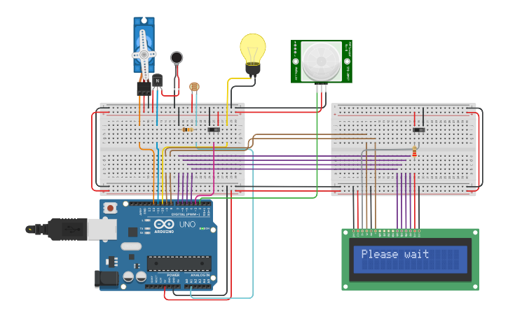 Circuit design smart toilet - Tinkercad