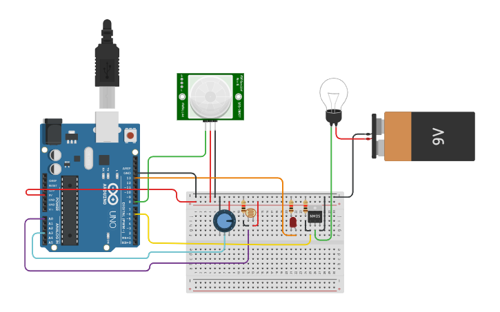 Circuit design lumière automatique 3 | Tinkercad