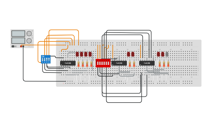 Circuit design Decimal to BCD Encoder - Tinkercad