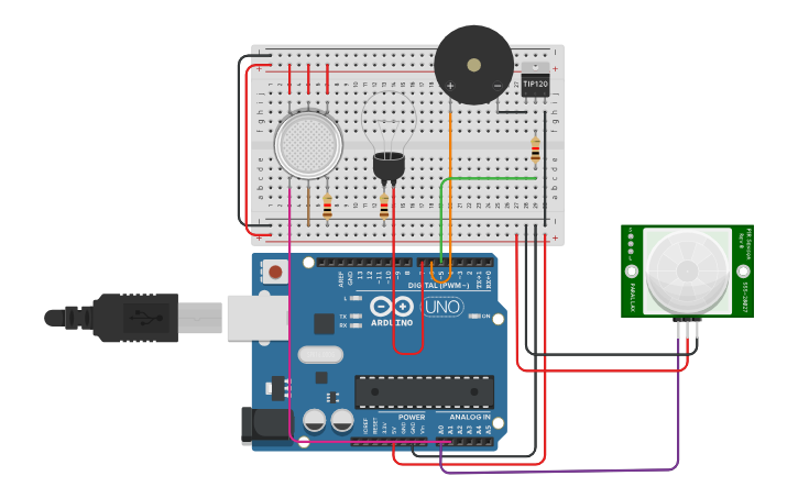 Circuit design sistema de seguridad - Tinkercad