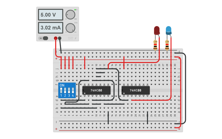 Circuit design Half subtractor using Nand gate only | Tinkercad