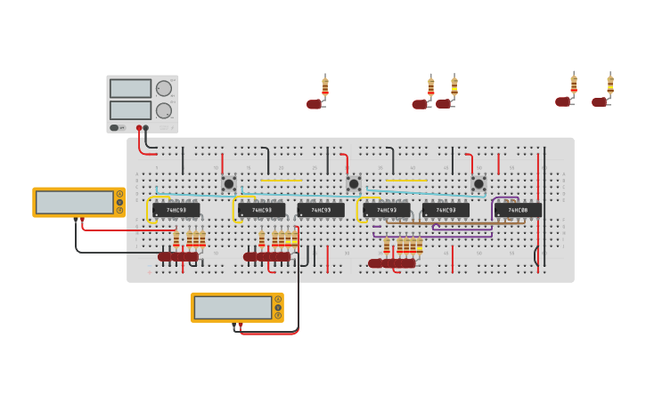 Circuit design Contadores | Tinkercad
