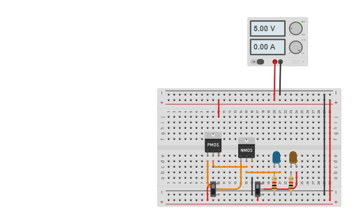 Circuit design not-cmos - Tinkercad