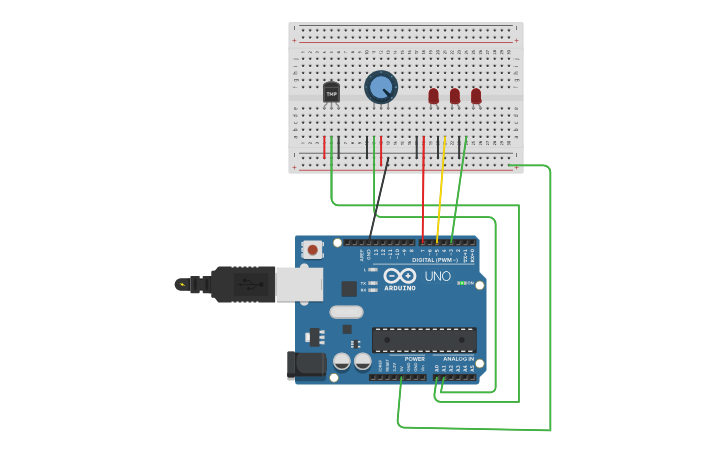 Circuit design Exp2 Temperature sensor - Tinkercad