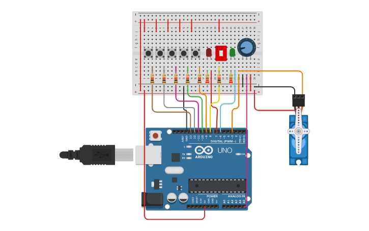 Circuit design Taller 02 - Servomotor | Tinkercad