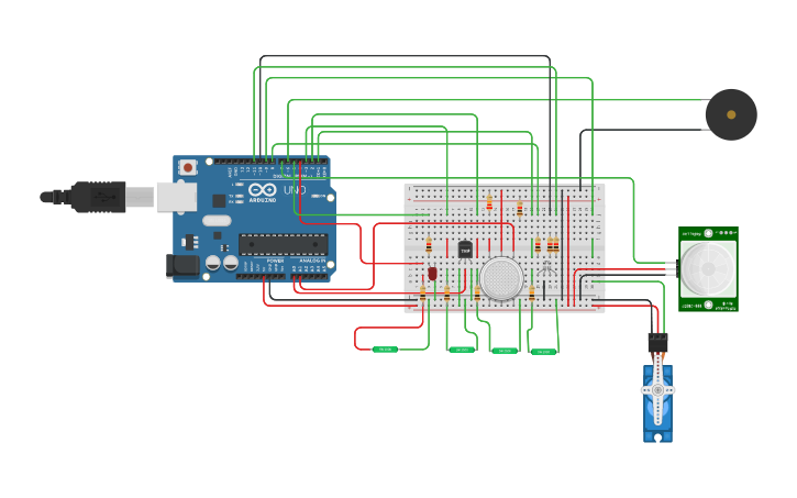 Circuit design SAATHI - Web Based Accident Detection System - Tinkercad