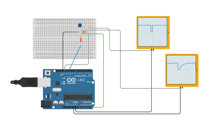 Circuit design Carica-scarica oscilloscopio onda quadra - Tinkercad