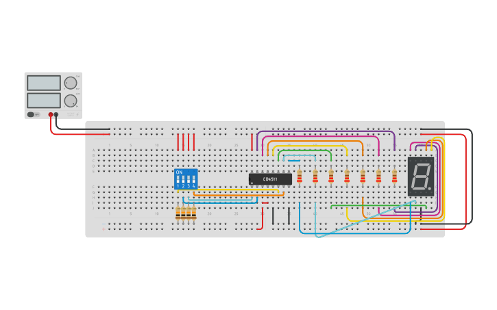 Circuit design Display a 7 segmenti - Tinkercad