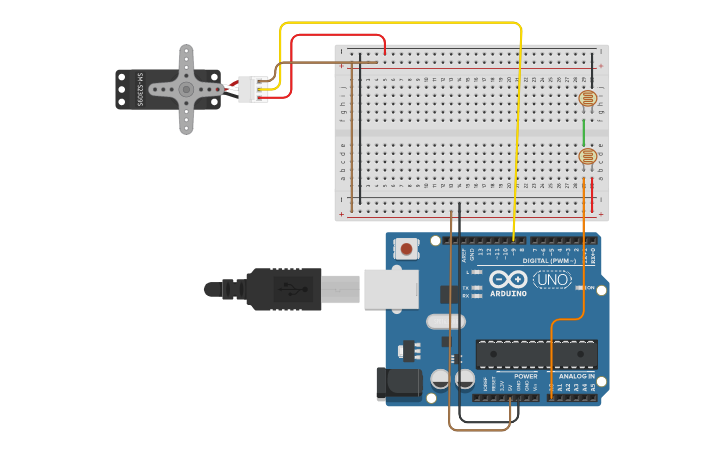 Circuit design Arduino Sunflower Test - Tinkercad