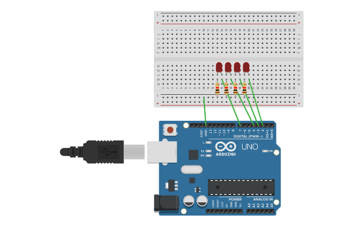 Circuit Design Led Binary Counter Tinkercad