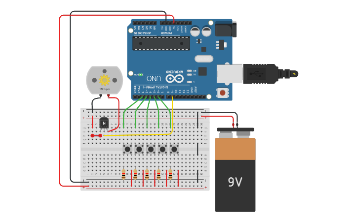 Circuit design Circuito transistor NPN - Tinkercad