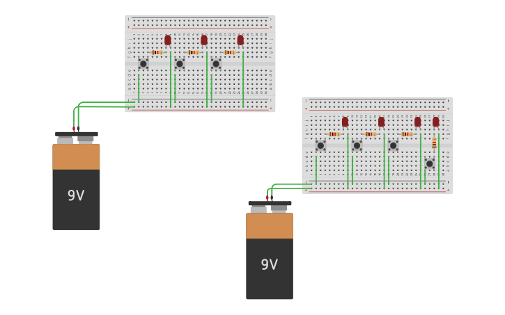 Circuit design Circuito con 7 pulsadores | Tinkercad