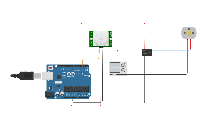Circuit design using relay - Tinkercad