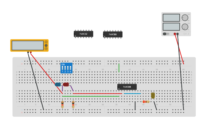 Circuit design 11 porte logiche | Tinkercad