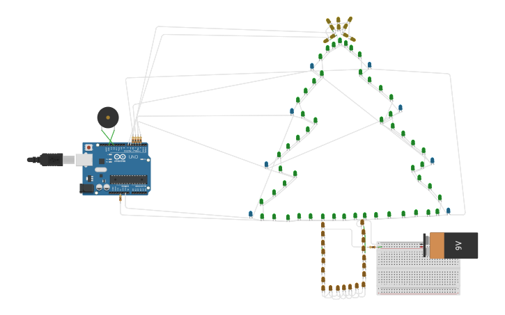 Circuit design Christmas tree - Tinkercad