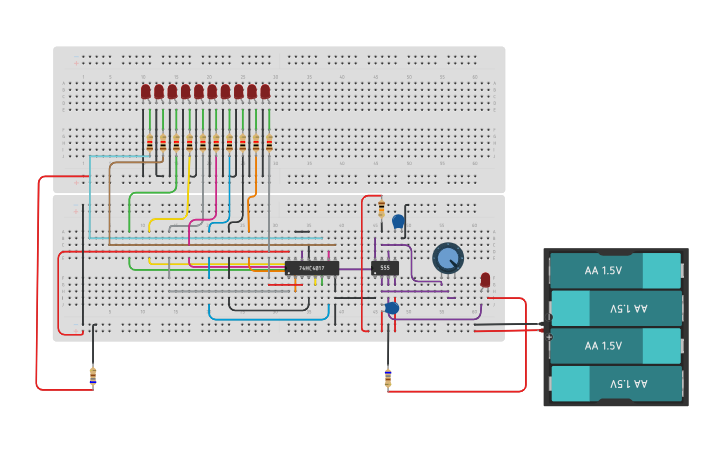 Circuit design LED CHASER CIRCUIT - Tinkercad