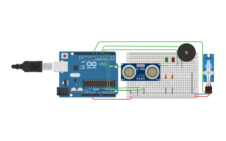 Circuit design Smart dustbin by Mudit jain - Tinkercad