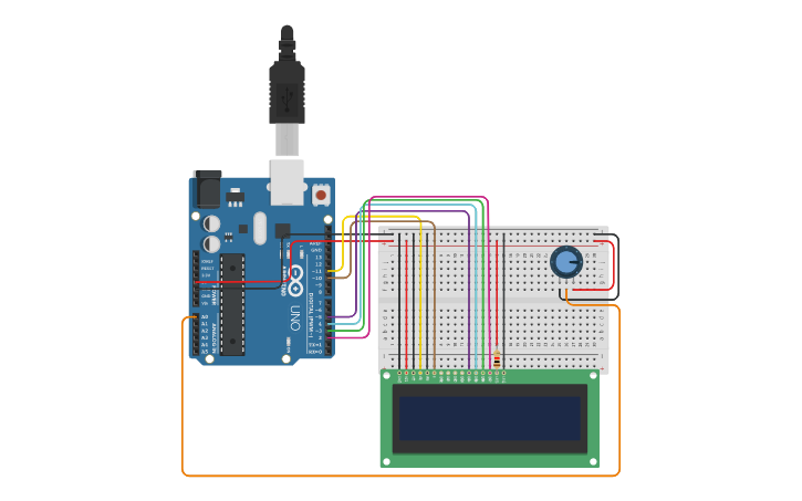 Circuit design Exercise #2 with LCD - Tinkercad
