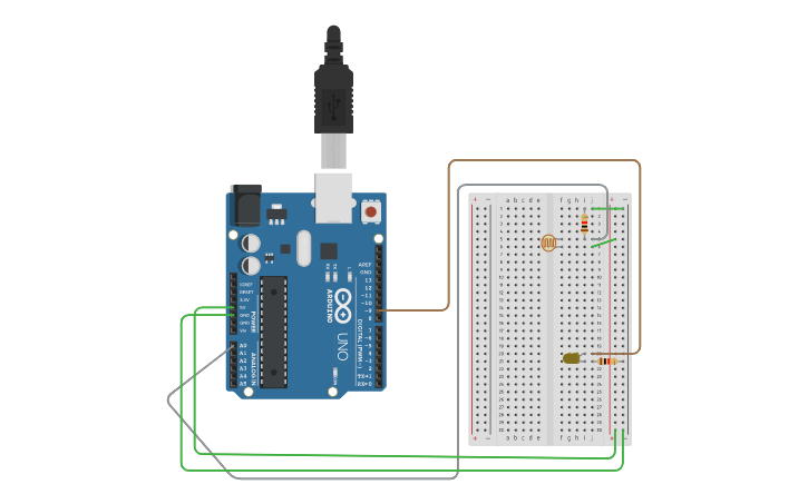 Circuit design Photoresistor - Tinkercad