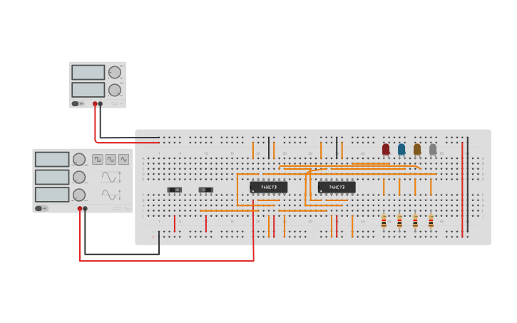 Circuit design Asynchronous DOWN Counter - Tinkercad