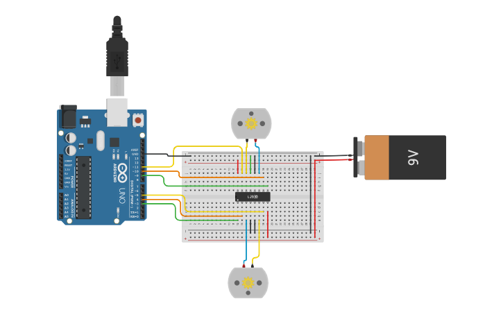 Circuit design serial read control with two motors | Tinkercad Circuit design serial read control with two motors | Tinkercad