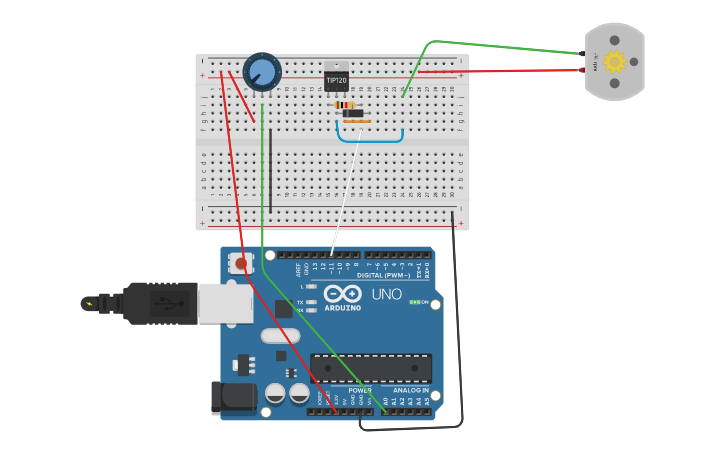 Circuit design Drive a DC Motor - Tinkercad