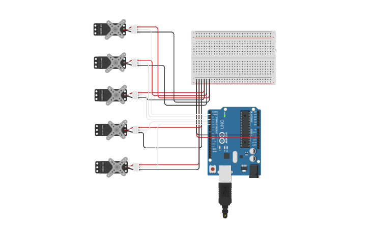 Circuit design regulatörsüz robot kol devresi - Tinkercad