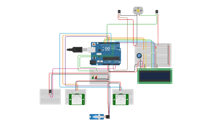 Circuit design Smart Crowd Management System - Tinkercad