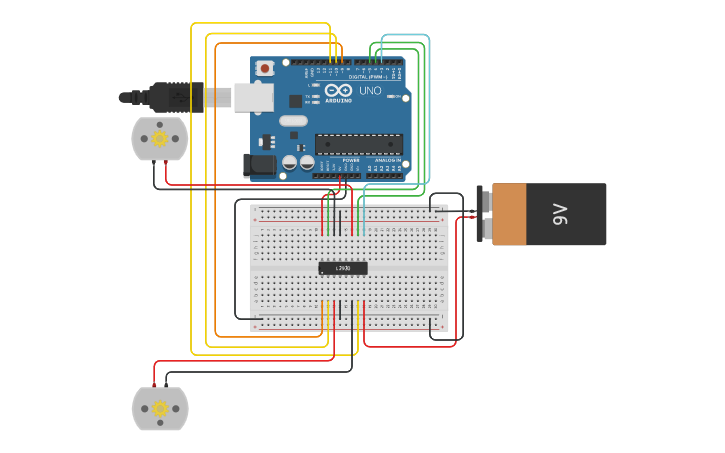 Circuit design IC Motor Control Task 2, - Tinkercad