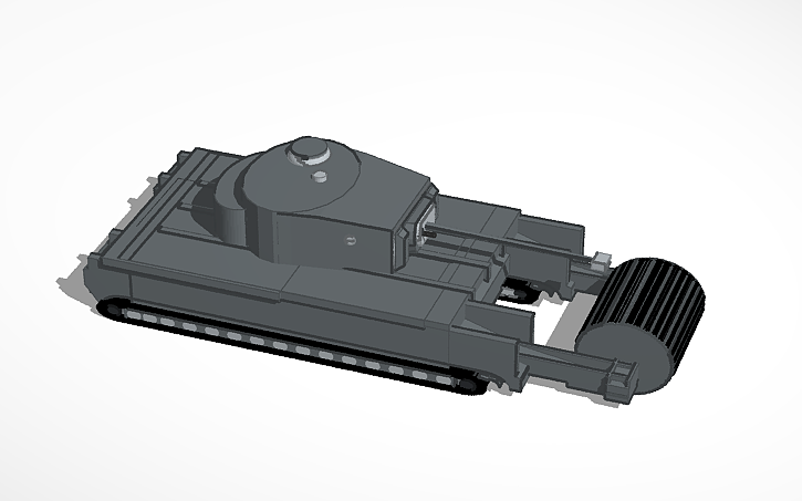 3D design Panzer IIVI with a mine sweeper - Tinkercad