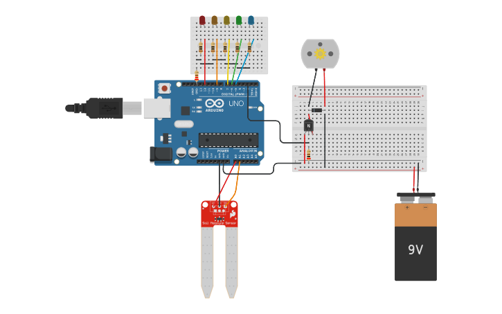 Circuit design Moisture sensor - Tinkercad