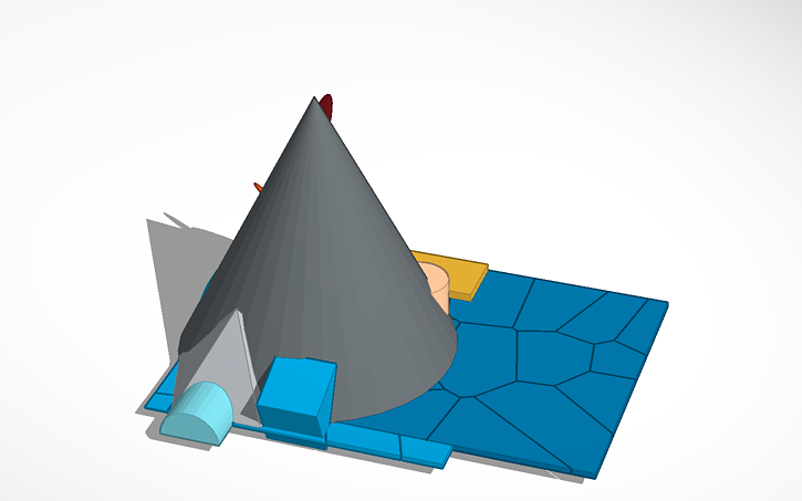 3D design erupting sea volcano - Tinkercad