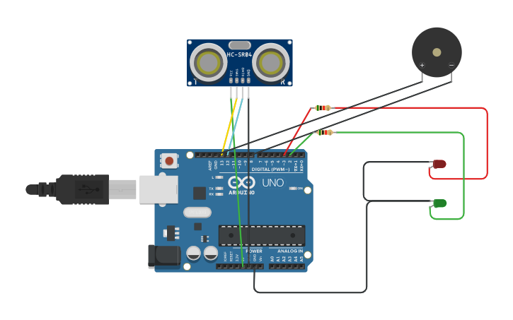 Circuit design Sensor con Sonido - Tinkercad