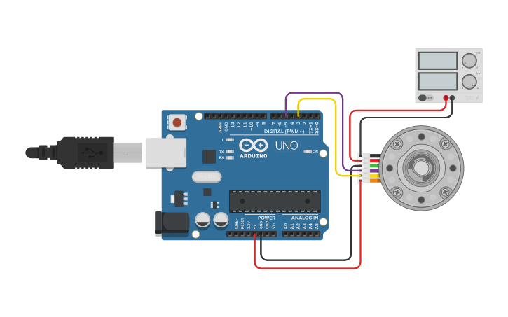 Circuit Design Lettura Motore Con Encoder Tinkercad