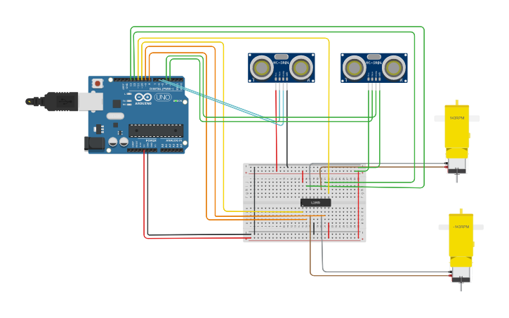 Circuit design Ultrasonic circuit | Tinkercad