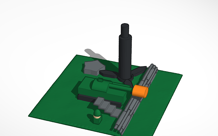 3D design Tank, nuke, and person - Tinkercad