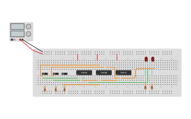Circuit design FULL ADDER BASIC | Tinkercad