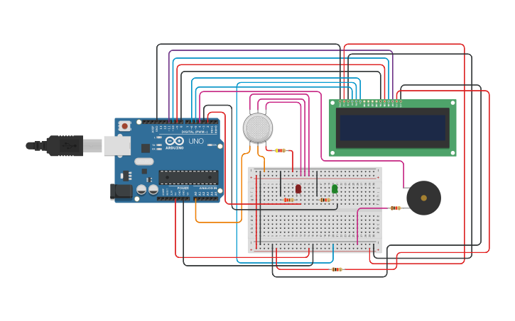 Circuit design Gas Detector By Emon | Tinkercad