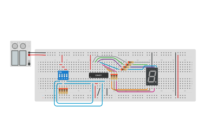 Circuit design display 7 segmentos - Tinkercad