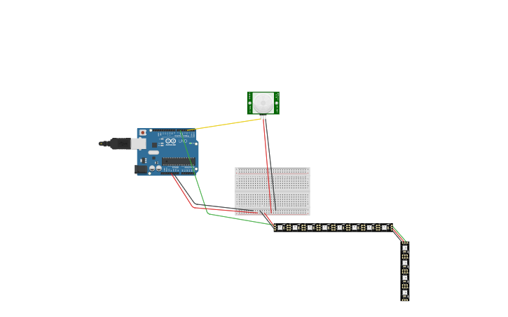 Circuit Design Pir Trigger And Led Strip Tinkercad
